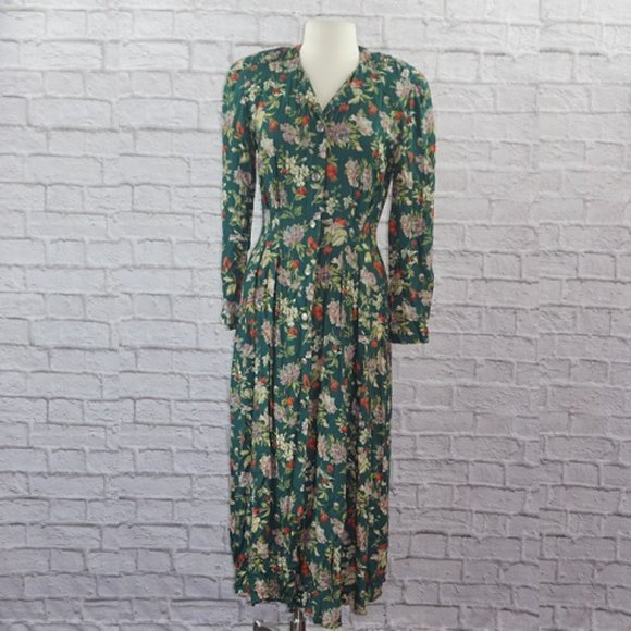 Vintage | Dresses | Vintage 9s Floral Midi Dress 2 | Poshmark